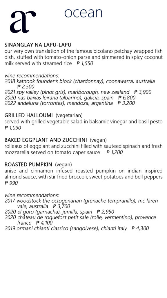 Menus at Atmosphere Resorts & Spa Philippines